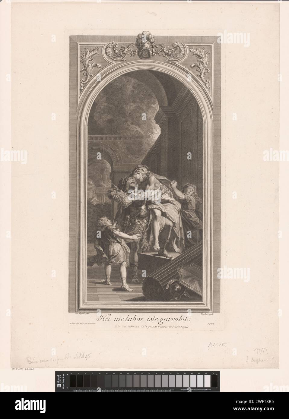 Aeneas and his family flights from Troy, Louis Desplaces, After Antoine ...
