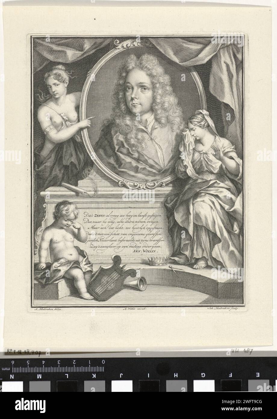 Mourning portrait of Jakob Zeeus, Jacob Houbraken, After A. Houbraken ...