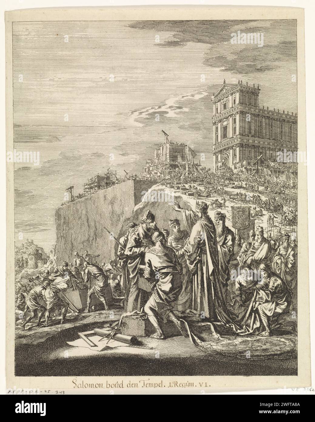 Construction of the Temple of Solomon, Jan Luyken, 1708 print Amsterdam ...