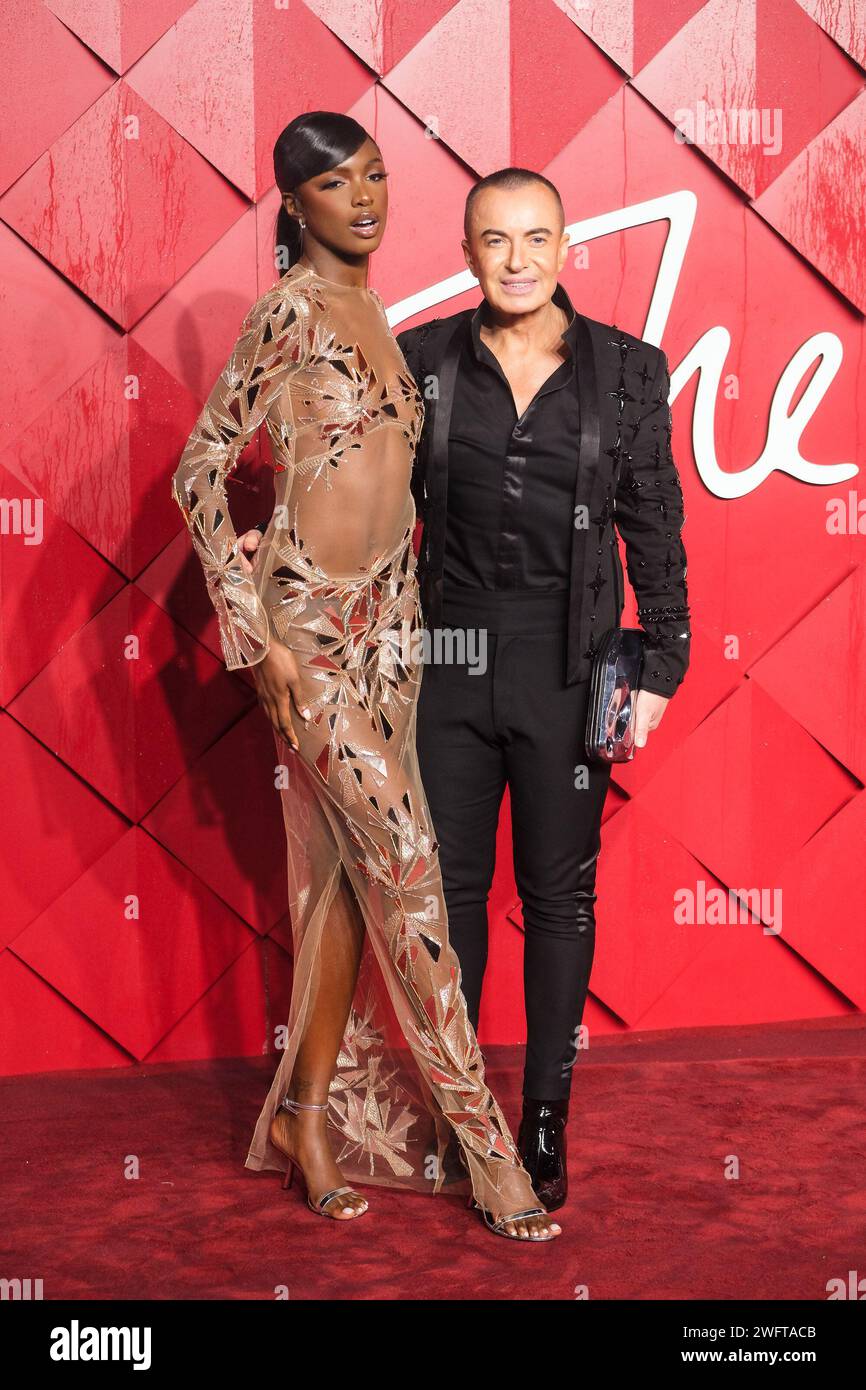 Leomie Anderson and Julien MacDonald photographed on the Red Carpet at ...