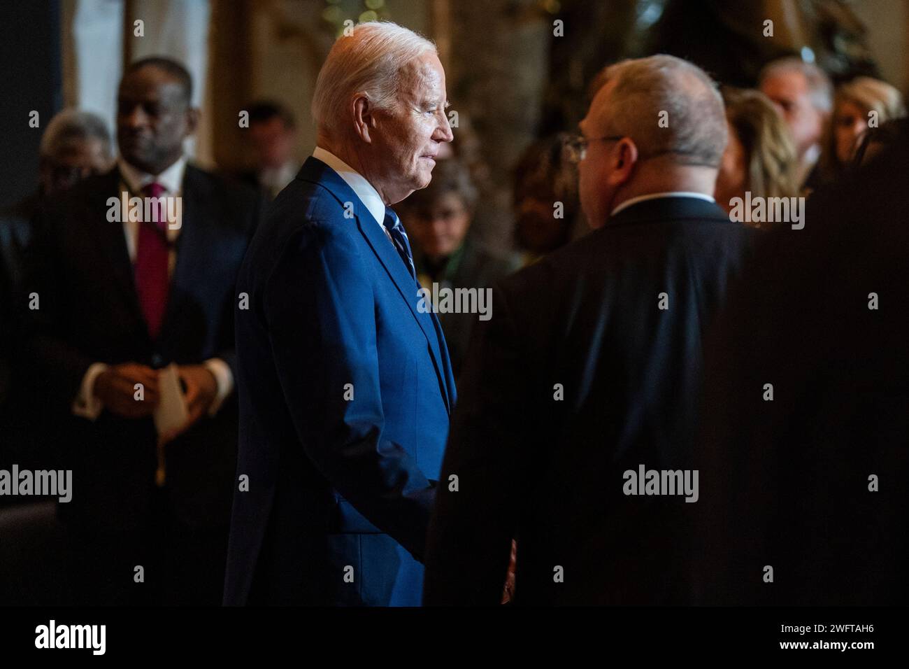 US President Joe Biden arrives for the National Prayer Breakfast in ...
