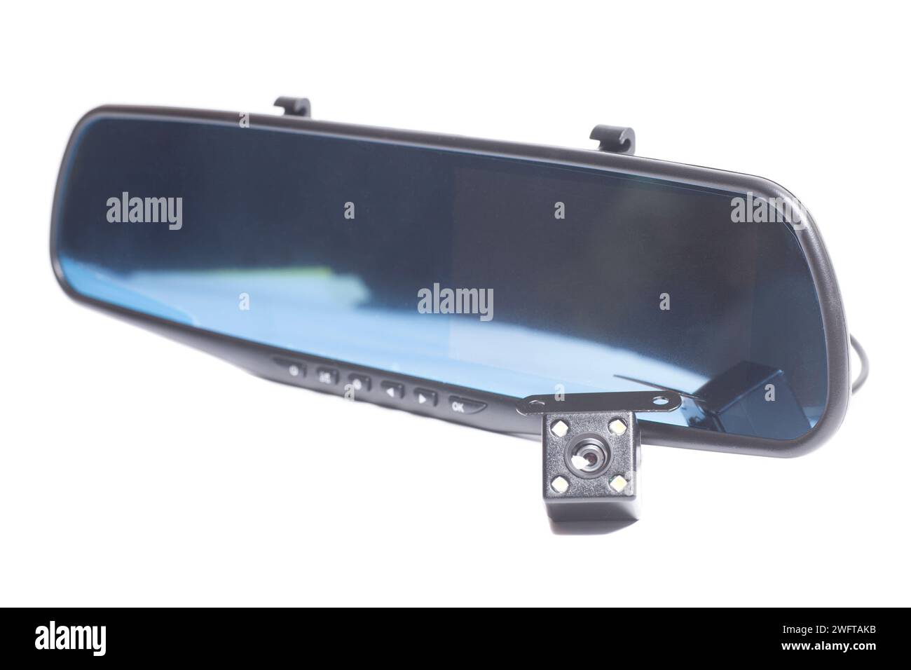 car rear view mirror with DVR isolated on white background Stock Photo ...