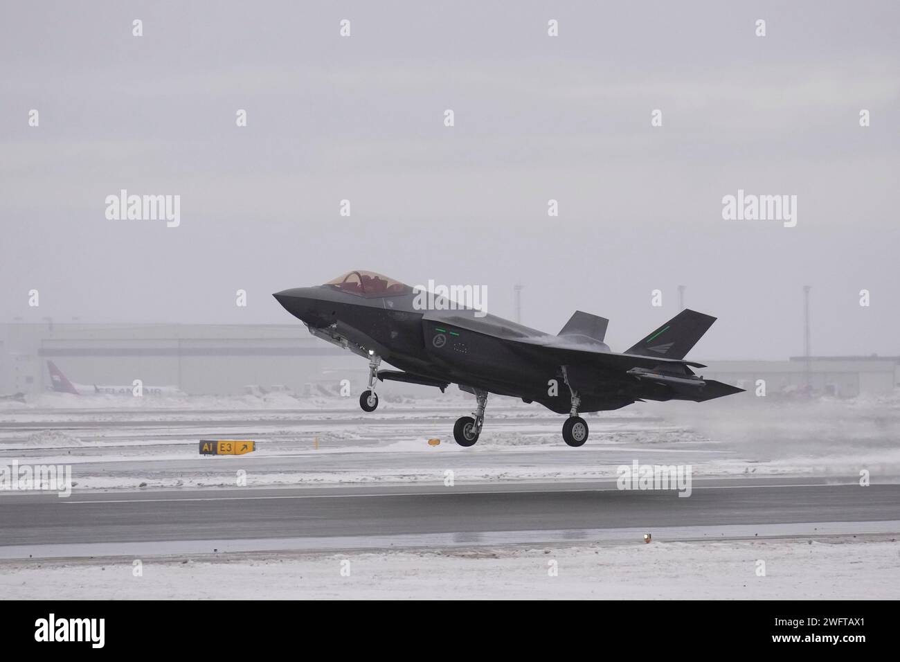 A Norwegian F-35 fighter jet takes off from Keflavik in Iceland. The ...