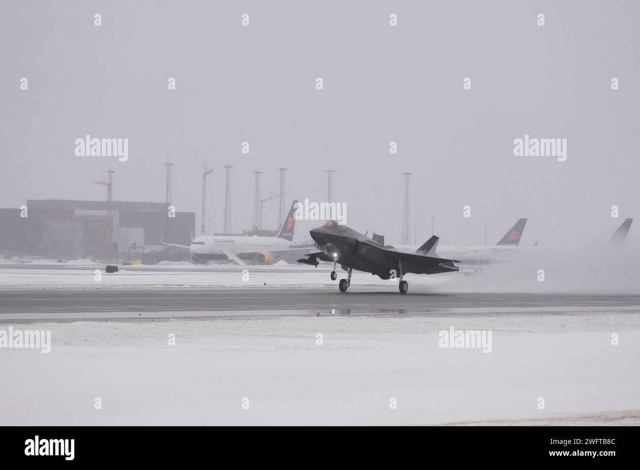 A Norwegian F-35 fighter jet takes off at Keflavik in Iceland. The ...