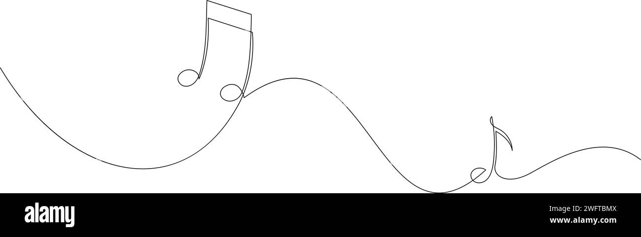 Continuous line drawing of musical notes. Minimalist one line logo or ...