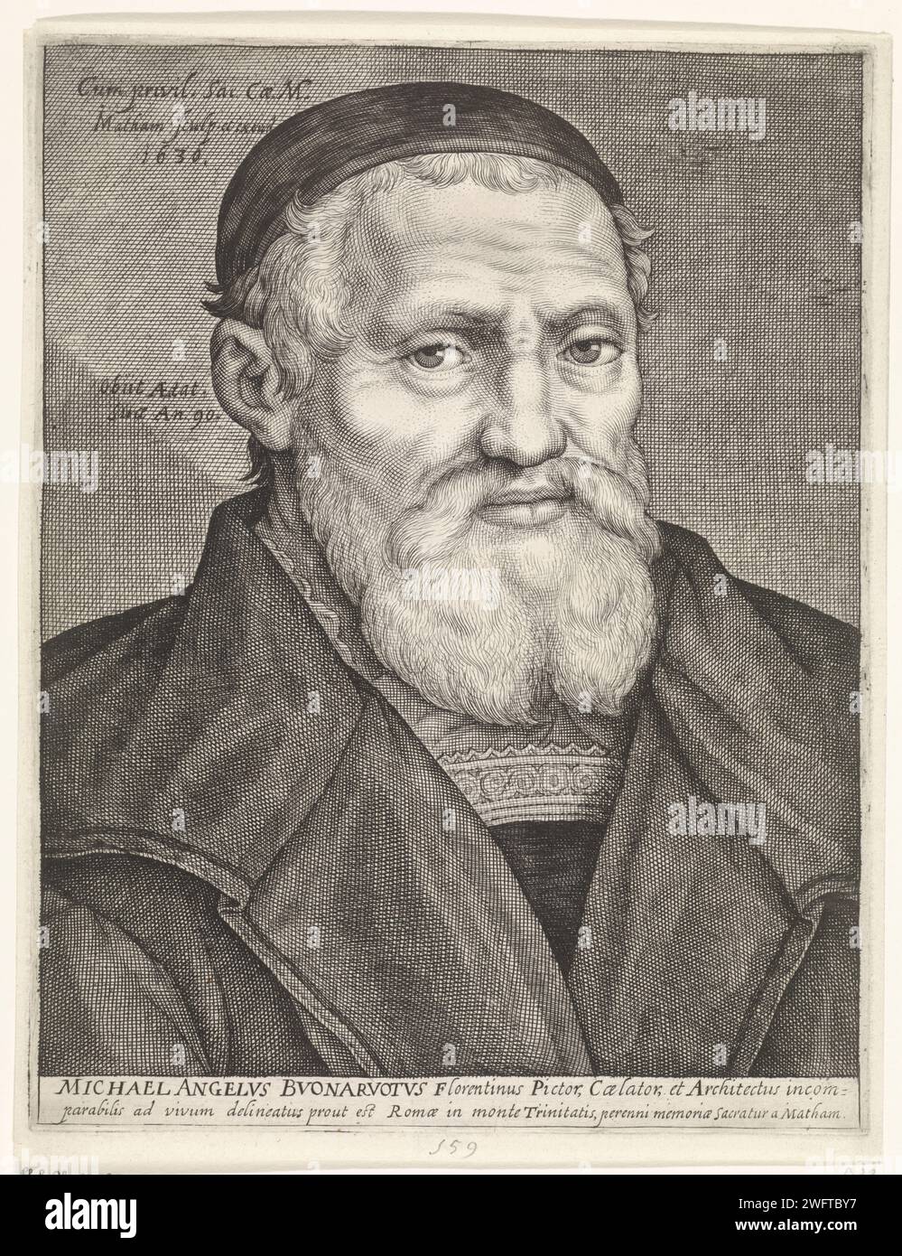 Portret Van Michelaangelo, Jacob Matham, 1630 print Portrait of ...