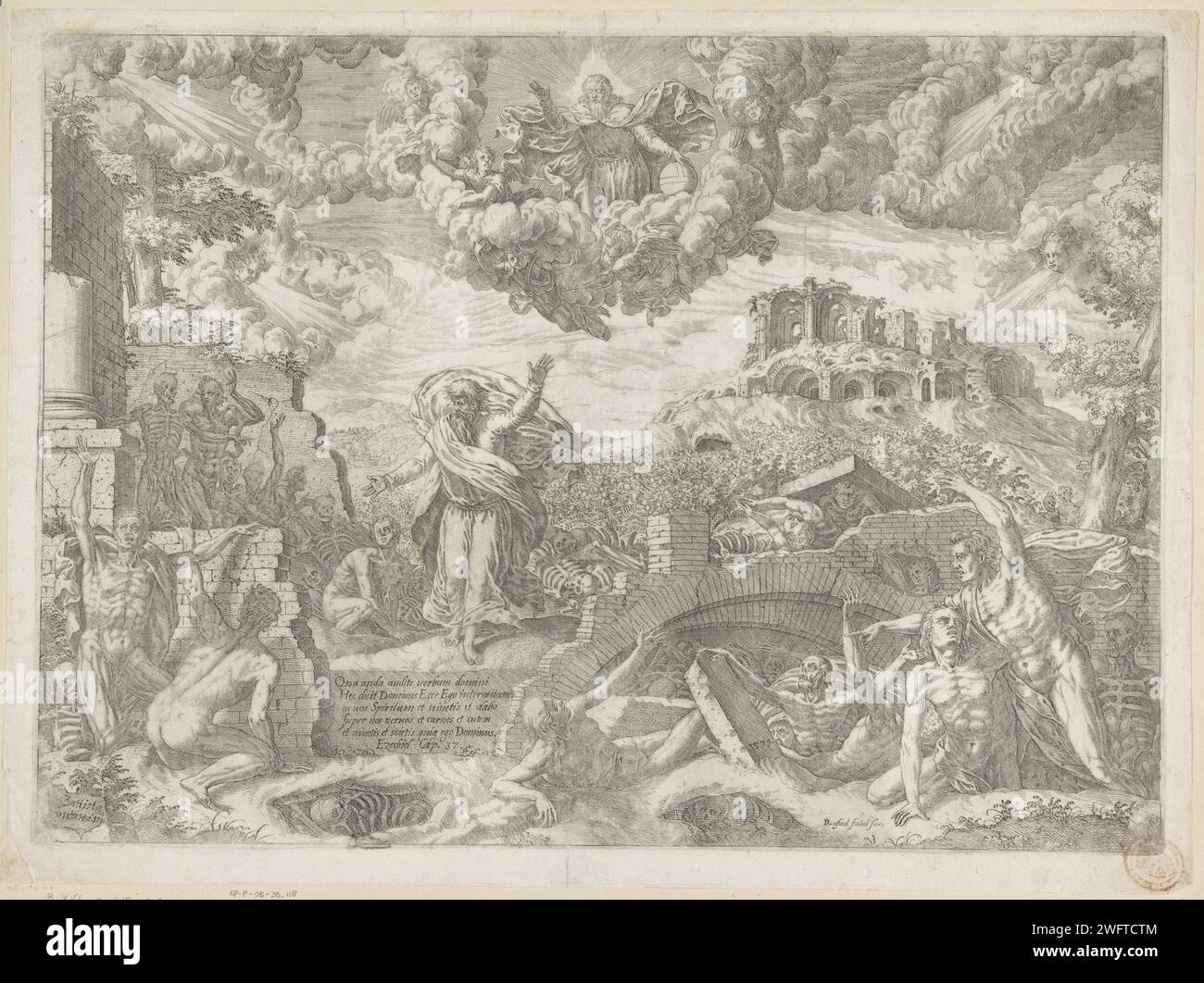 The vision of Ezekiel, Giovanni Battista Fontana, 1579 print The ...