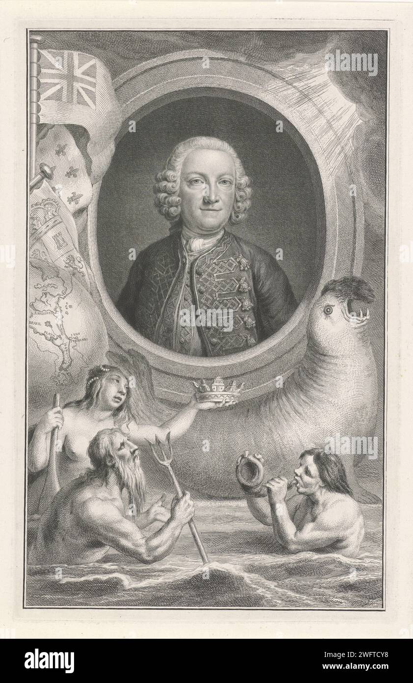 Portrait of George Anson with Allegorical Figures, Jacob Houbraken ...