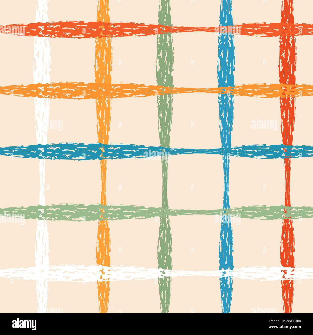 Textured Hand Drawn Plaid Vector Pattern. Grune Artistic Cottagecore ...