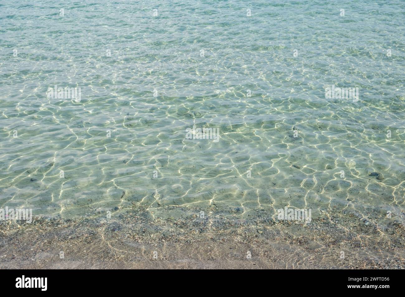 Clear shallow light blue sea, ripple transparent sparkle water surface ...