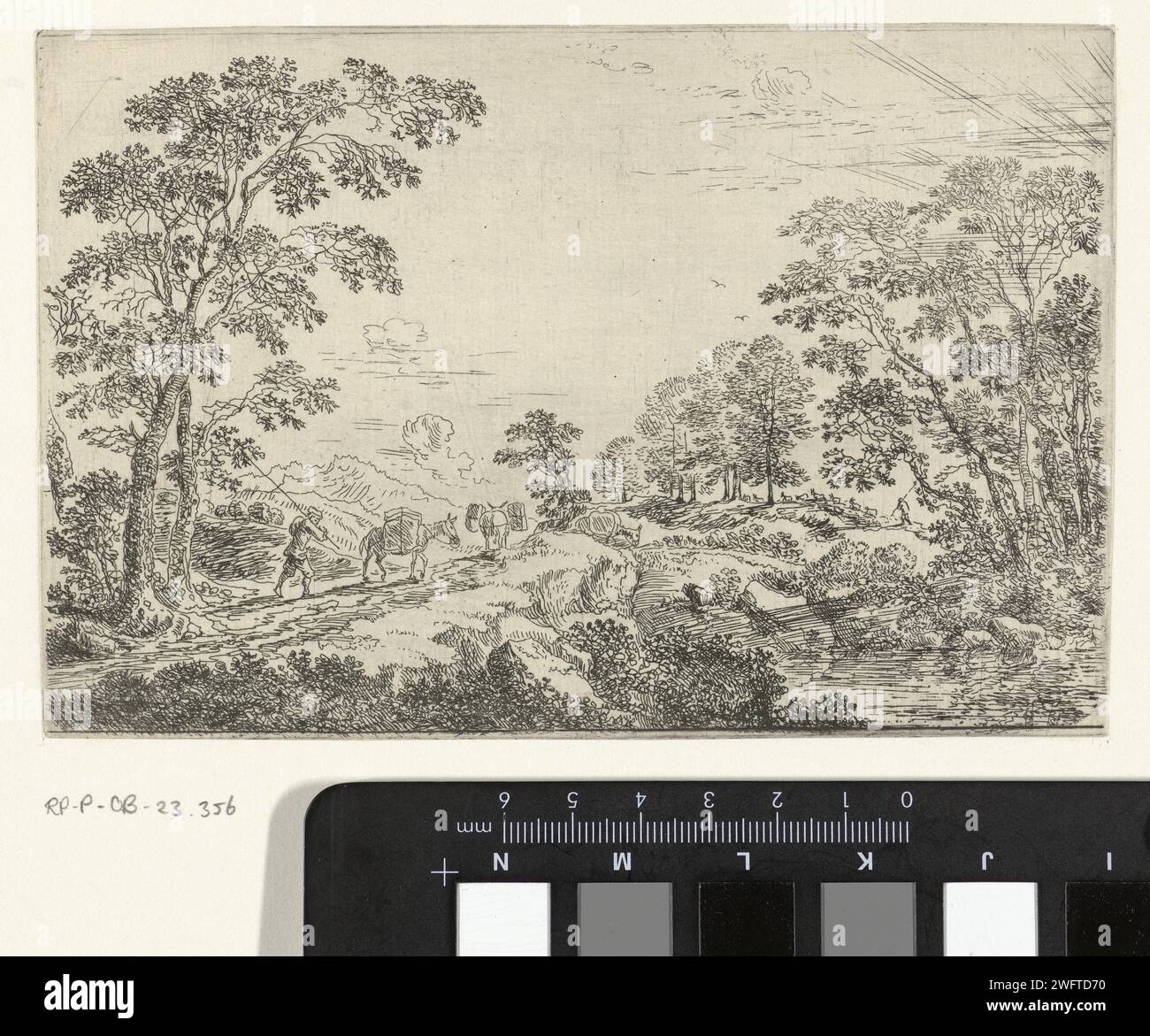 Landscape with Muilezeldrijver, Cornelis Matthieu, 1637 - 1656 print ...