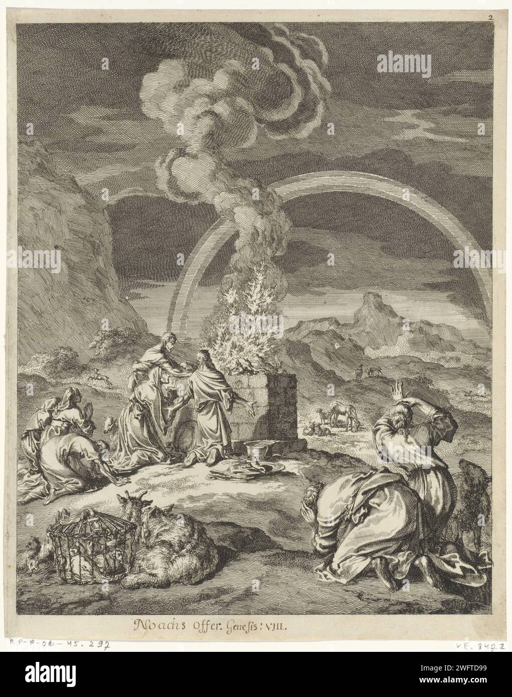 Offer from Noah, Jan Luyken, 1708 print Amsterdam paper etching Noah's ...