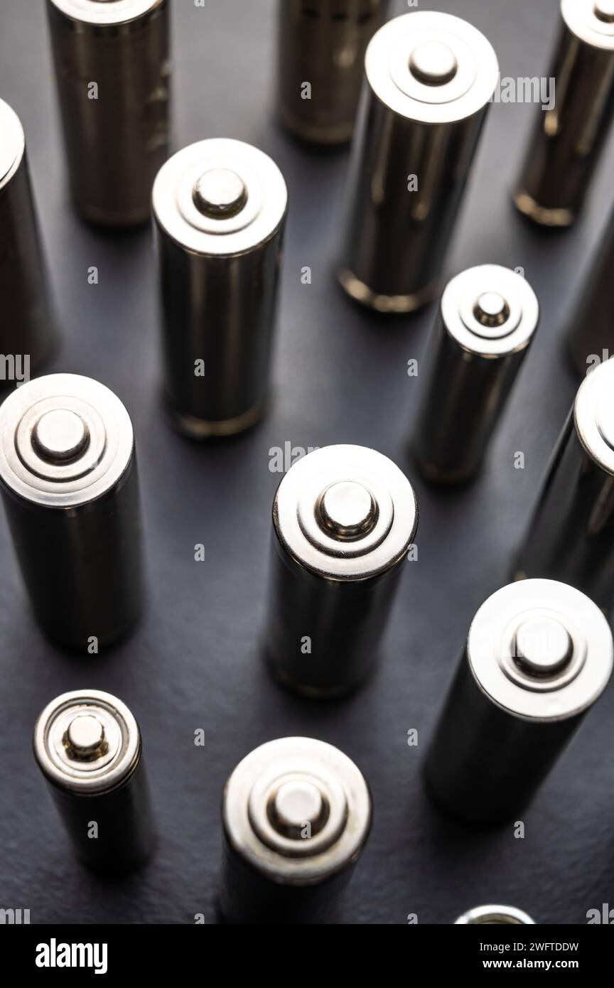 Batteries, next to a display with the text "energy saving Stock Photo ...