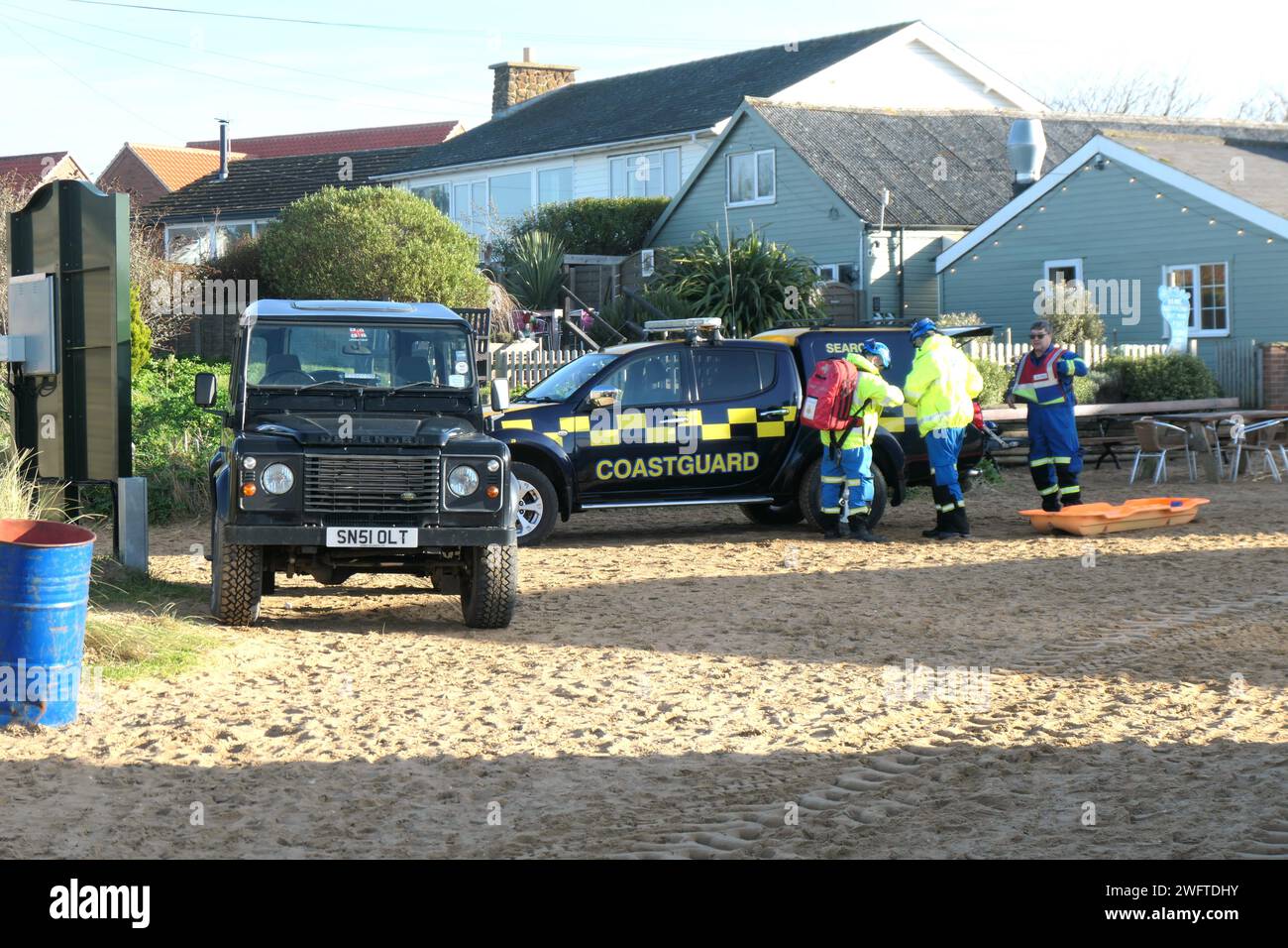 Coastguard Hunstanton vehicle car people sign signs emergency help Land ...