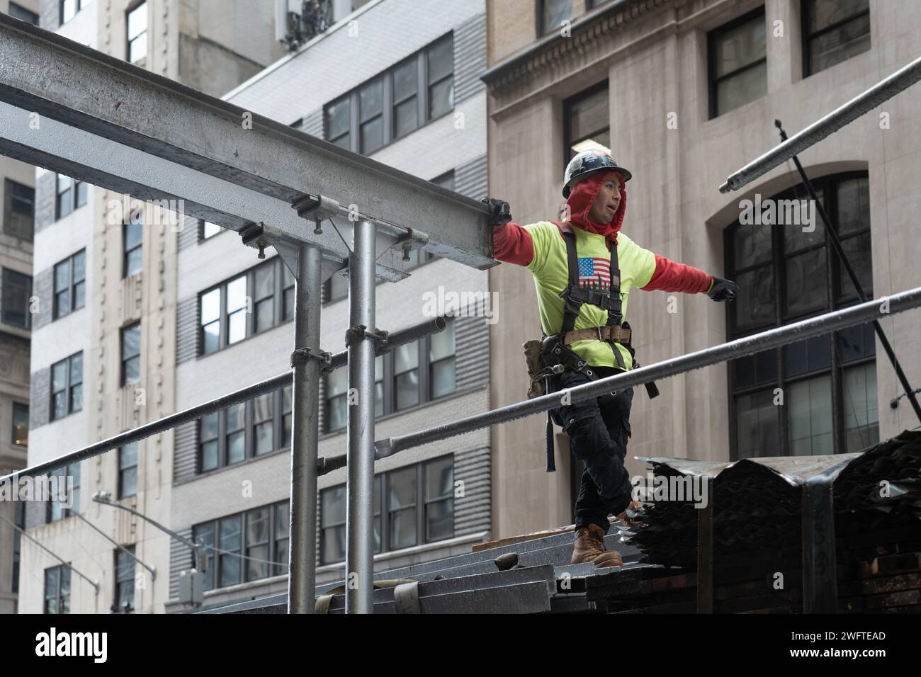 A construction worker in New York City. Photo date: Friday, January 26 ...