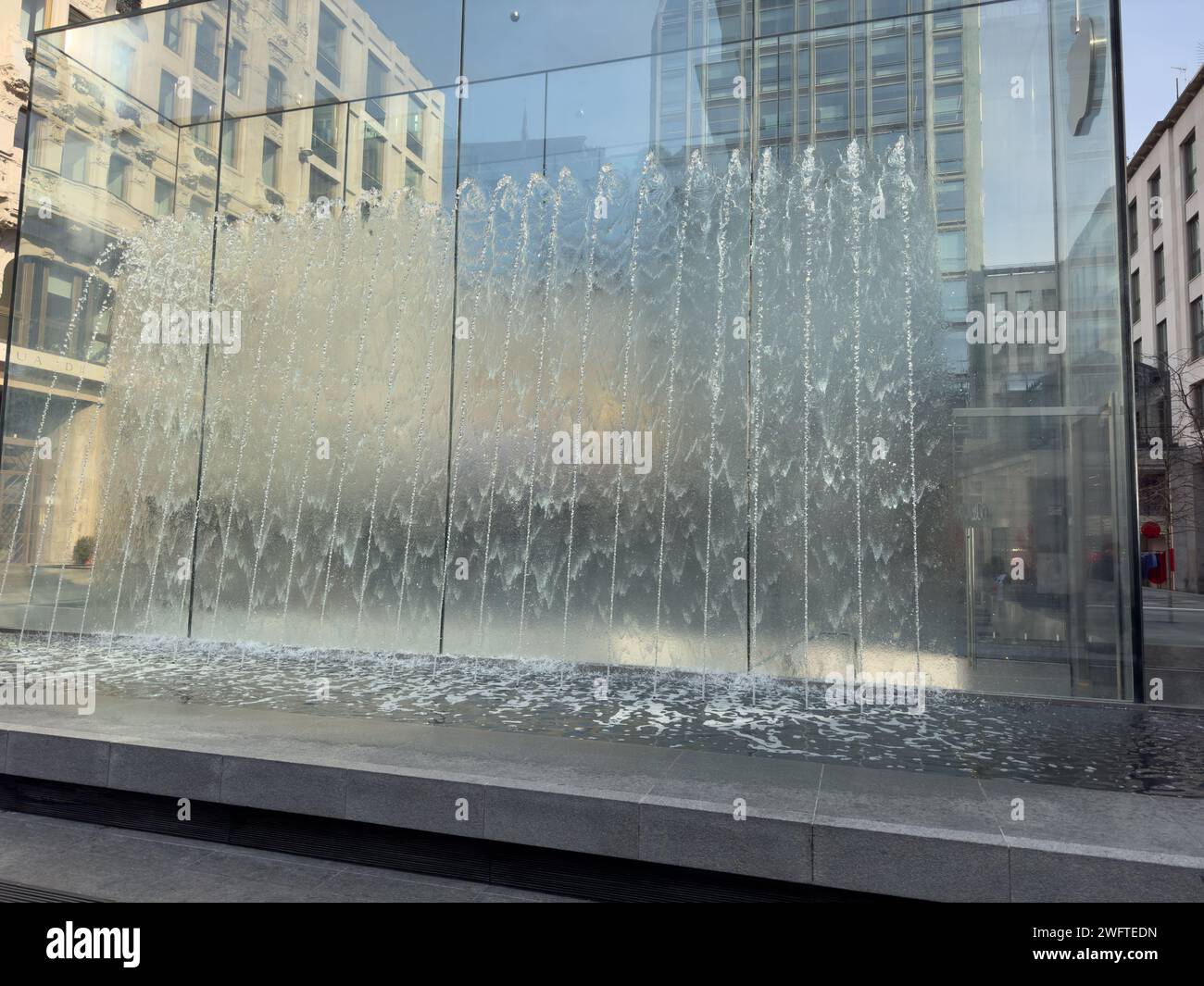 The beautiful Apple store, in Piazza Liberty, Milan, Italy Stock Photo ...