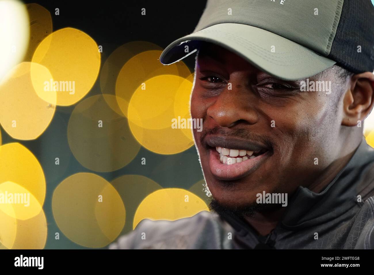 Dan Azeez during a press conference at BOXPARK Wembley, London. Picture ...