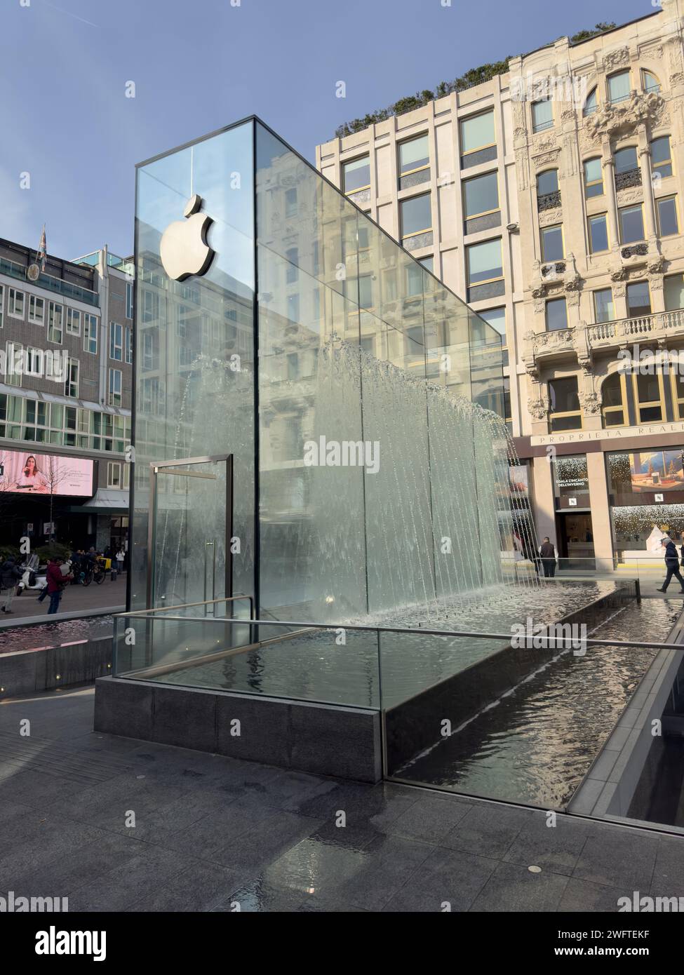The beautiful Apple store, in Piazza Liberty, Milan, Italy Stock Photo ...