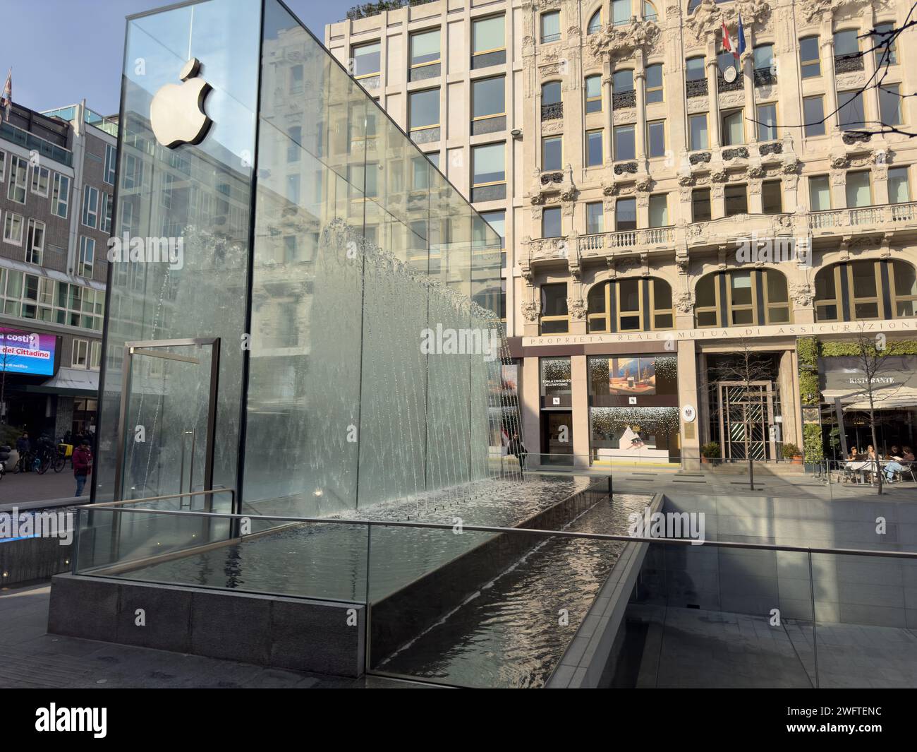 The beautiful Apple store, in Piazza Liberty, Milan, Italy Stock Photo ...