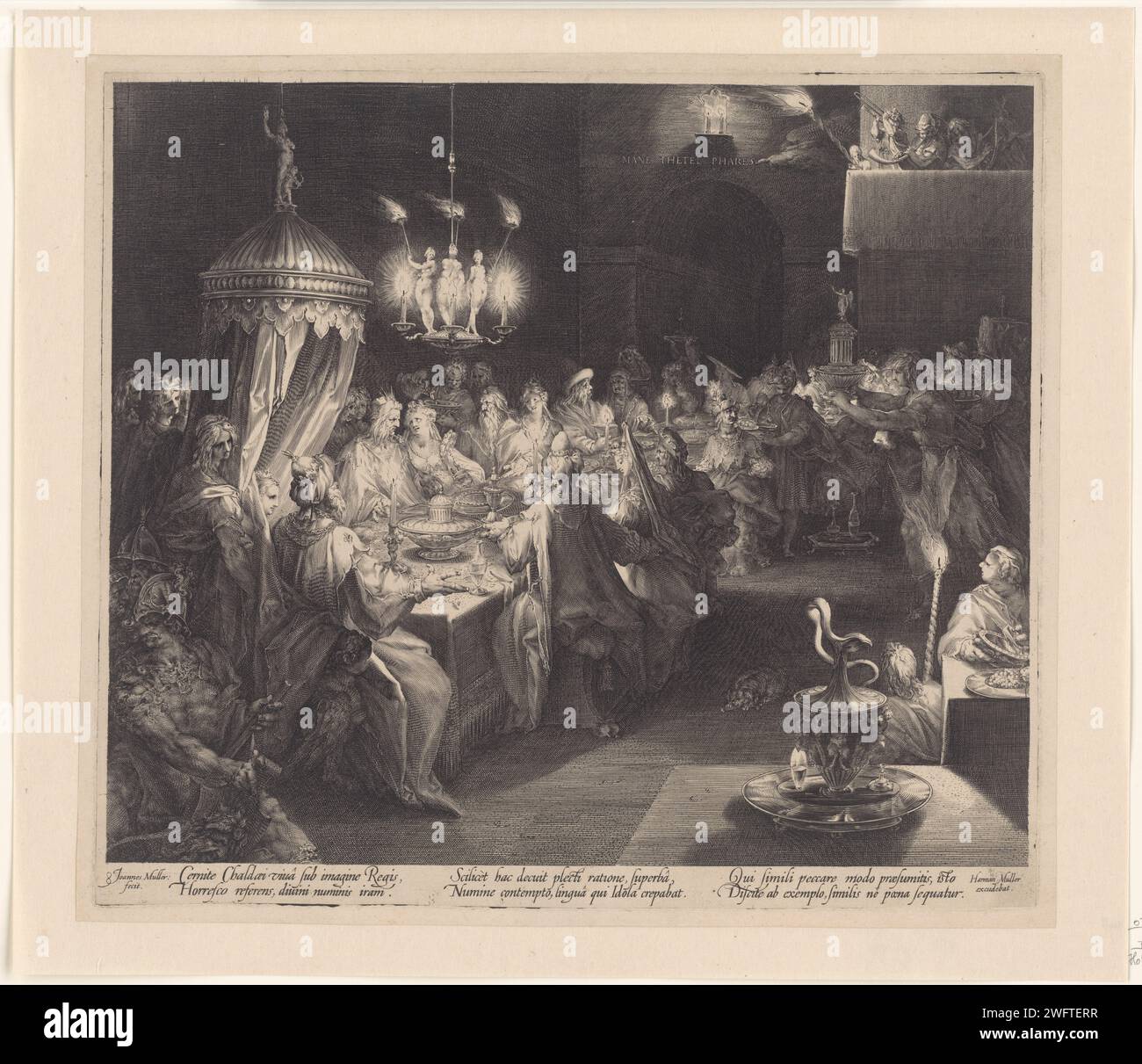 Feast of Belsassar, Jan Harmensz. Muller, 1596 - 1600 print The ...