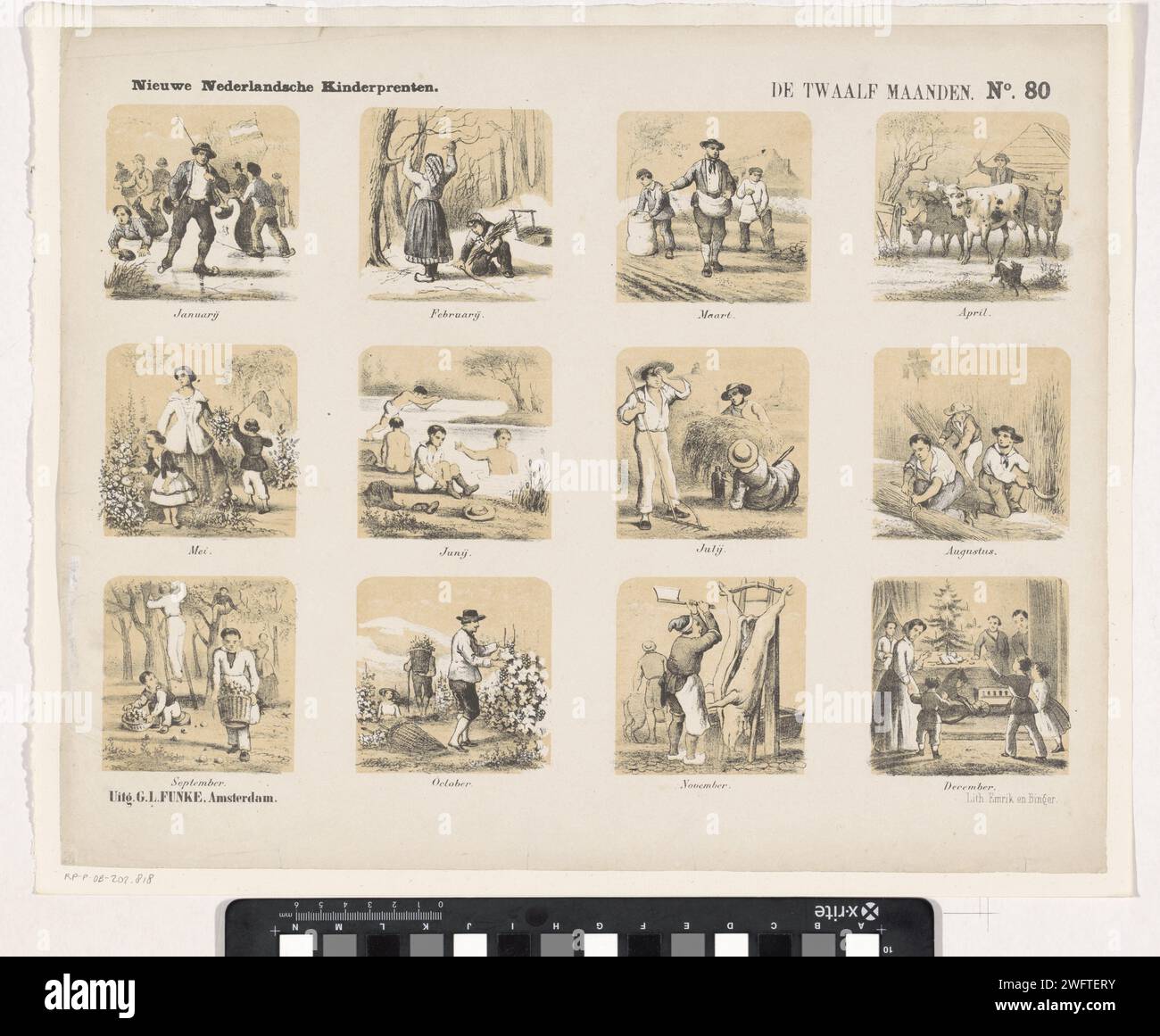 The twelve months, 1865 - 1875 print Leaf with 12 performances of the ...