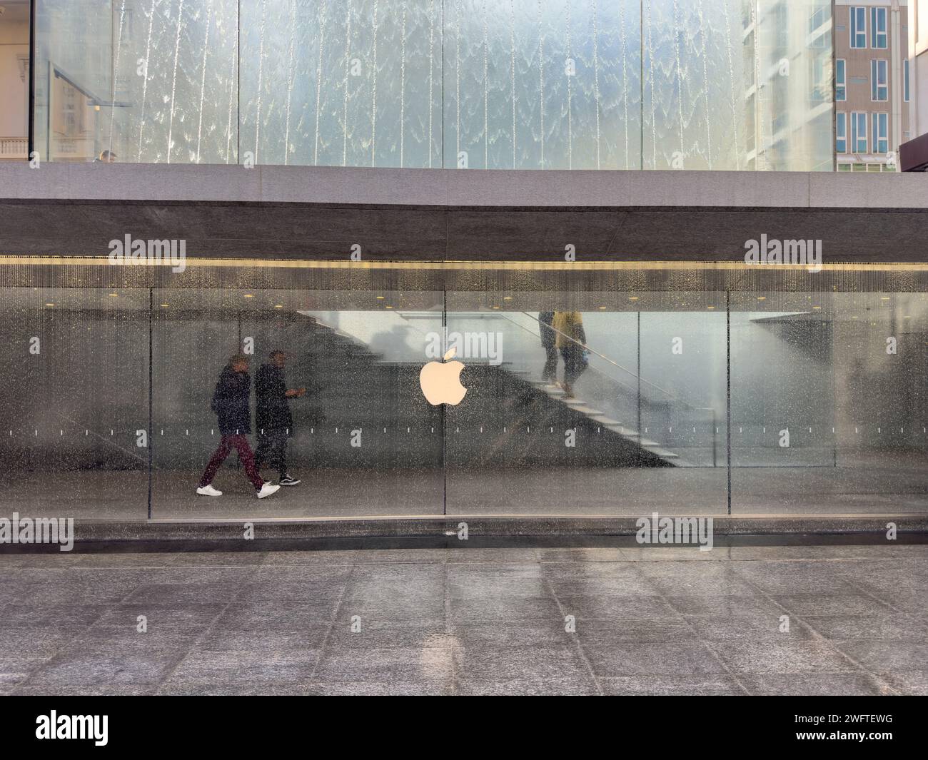 The beautiful Apple store, in Piazza Liberty, Milan, Italy Stock Photo ...