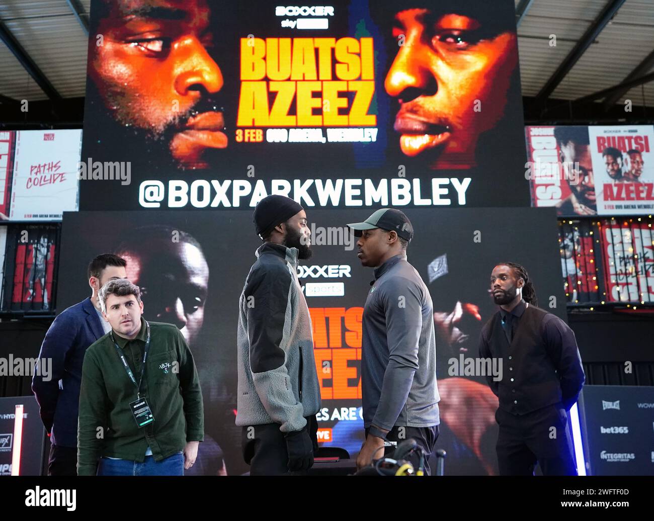 Joshua Buatsi (left) and Dan Azeez during a press conference at BOXPARK ...