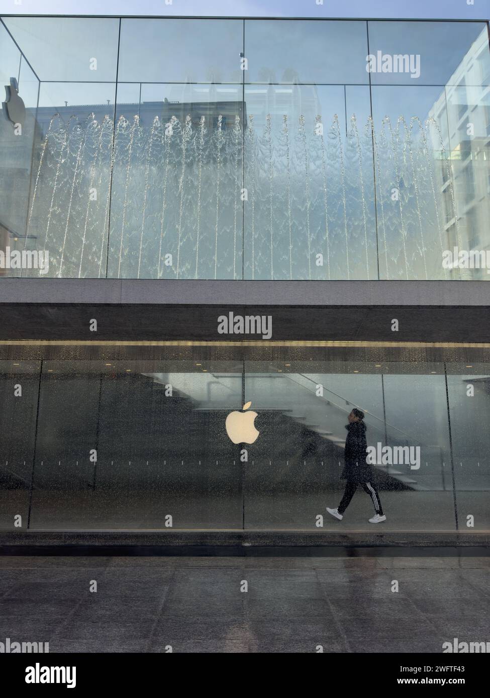 The beautiful Apple store, in Piazza Liberty, Milan, Italy Stock Photo ...