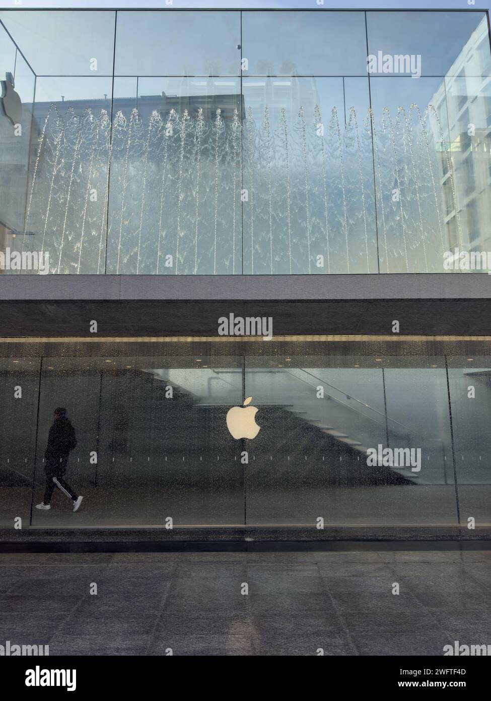 The beautiful Apple store, in Piazza Liberty, Milan, Italy Stock Photo ...
