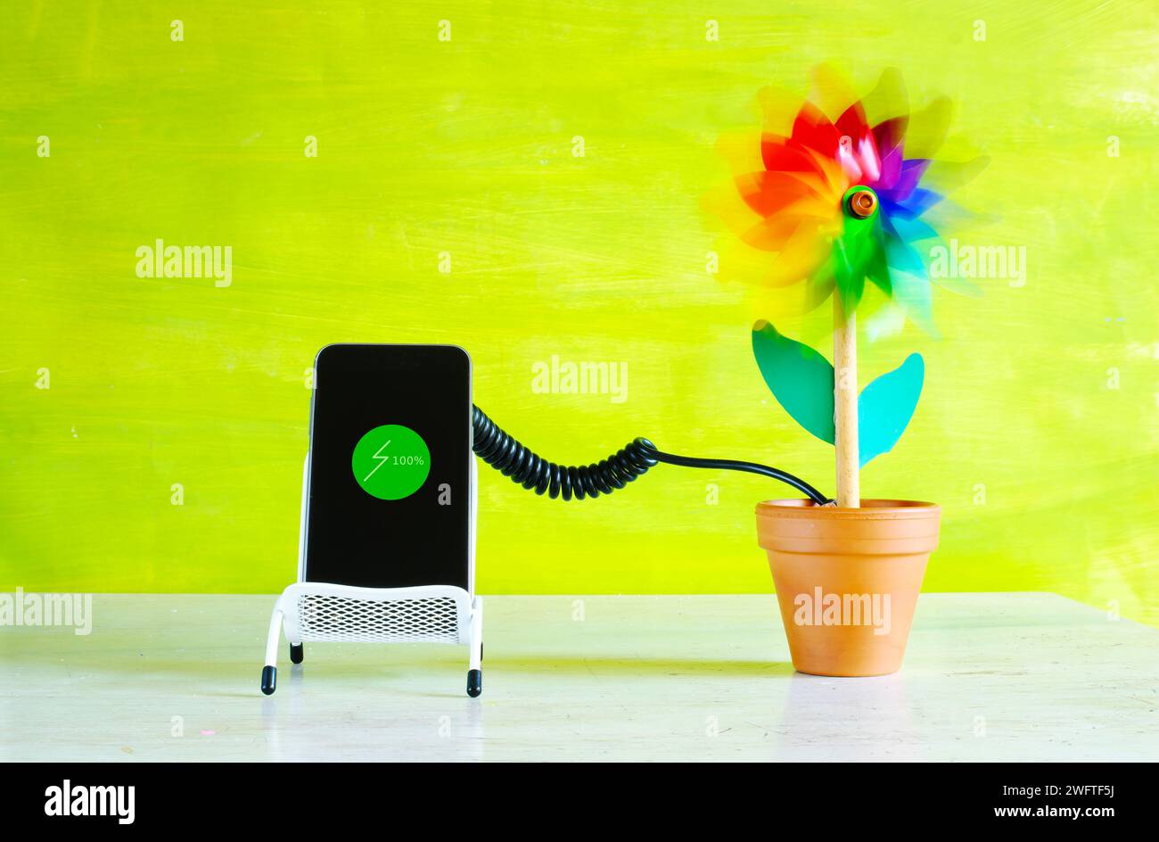 Charging mobile devices with green sustainable energy, smartphone and ...