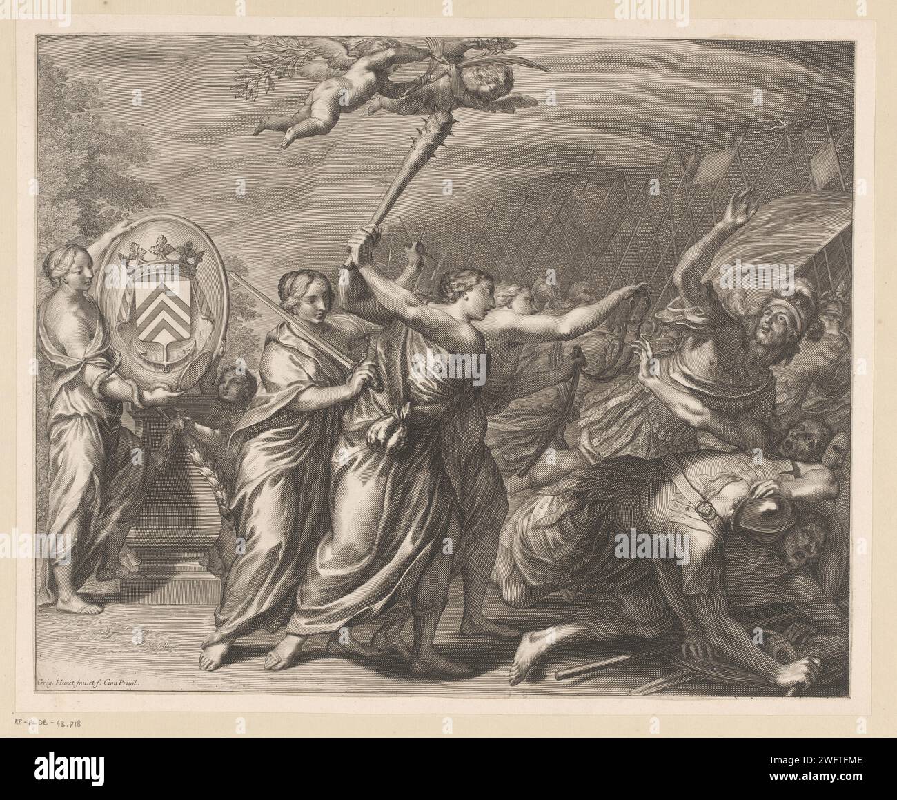 Women with club, sword, and rein ship soldiers, Grégoire Huret, 1616 ...