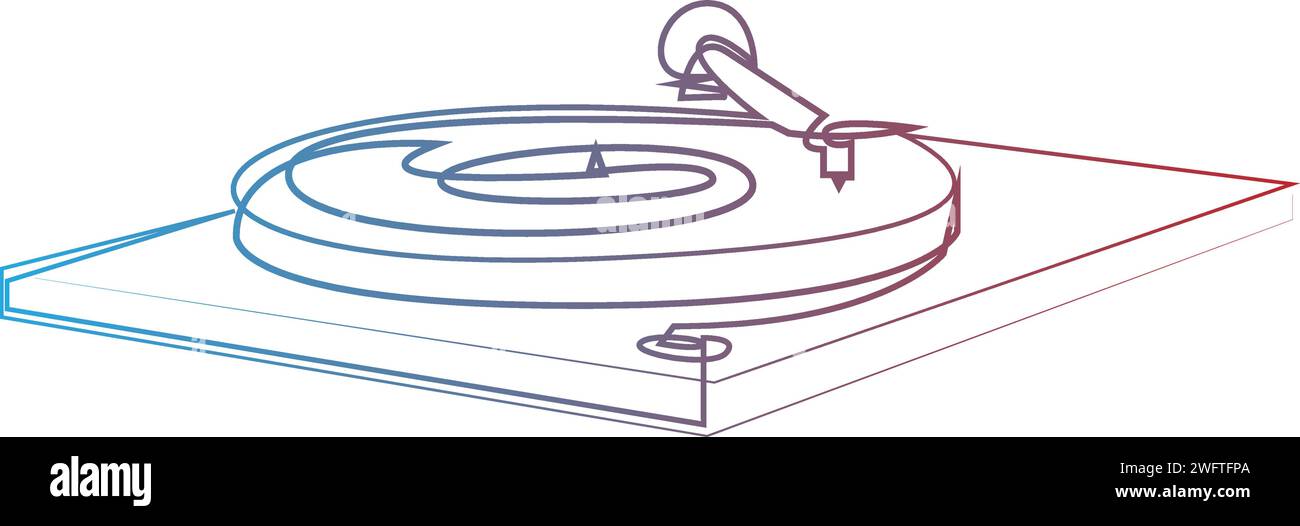Vinyl record player turntable one line art. Continuous line drawing of ...