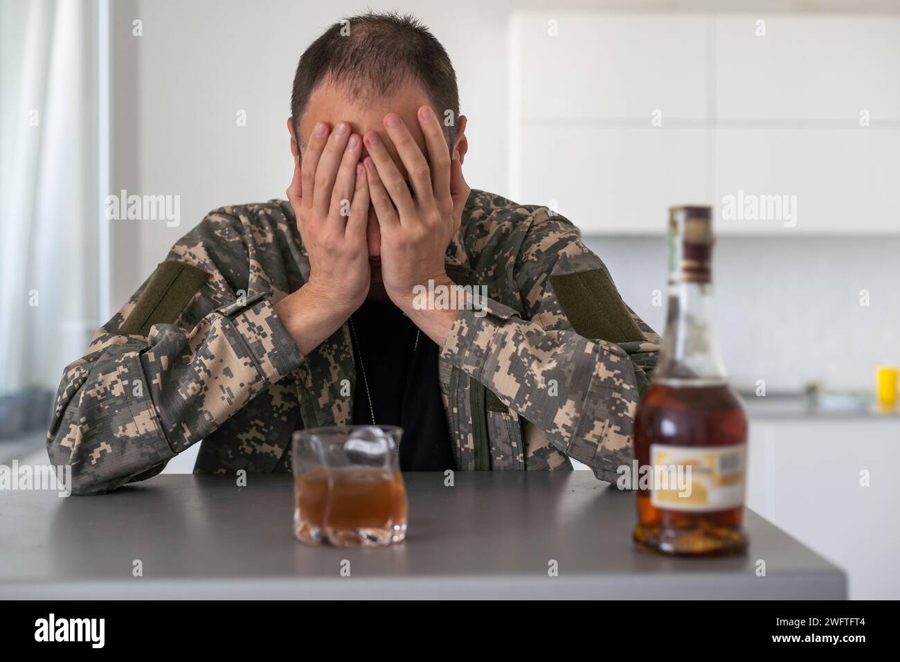 Crying Handsome Person High army Stock Photo - Alamy