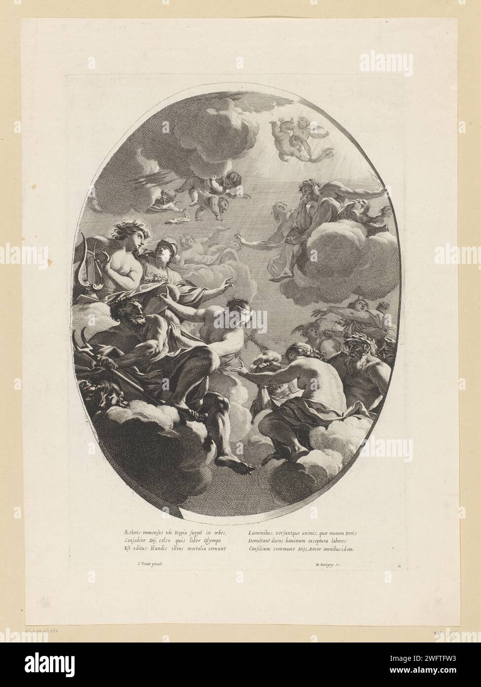Guns on the Olympus, Michel DiGIGY, After Simon Vouet, 1640 print ...