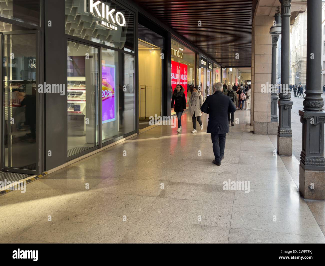 shops under the arches of Corso Vittorio Emanuele II, the pedestrain ...