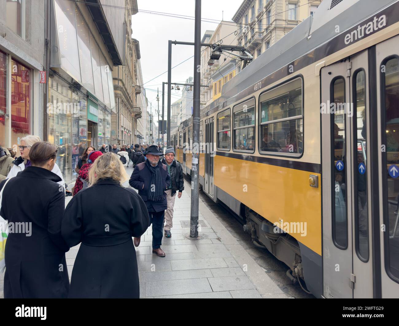 shops in the famous via Torino, in the centre of the city, Milan, Italy ...