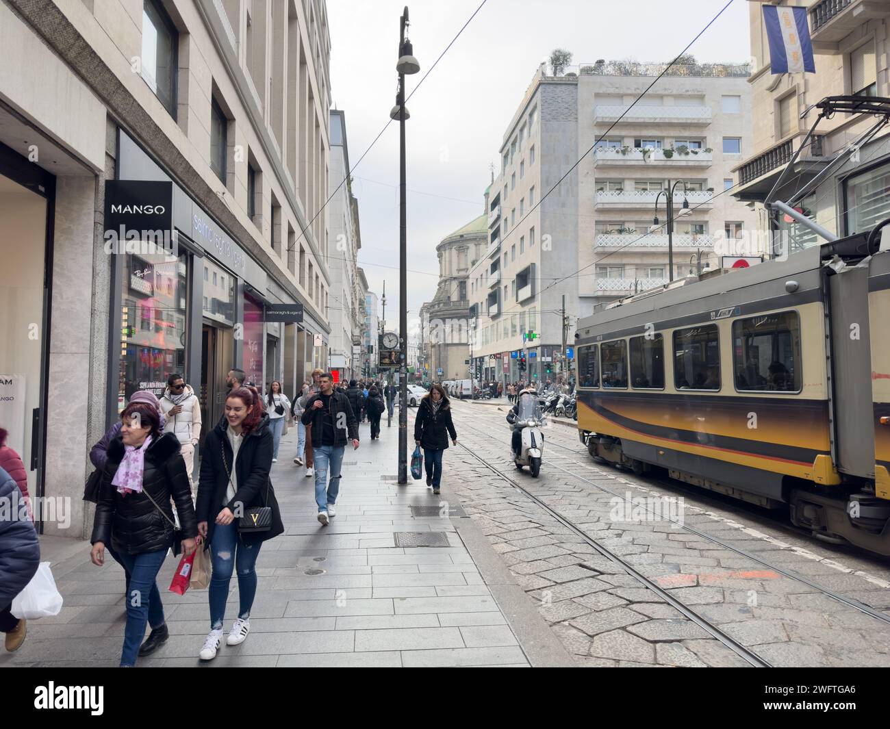 shops in the famous via Torino, in the centre of the city, Milan, Italy ...