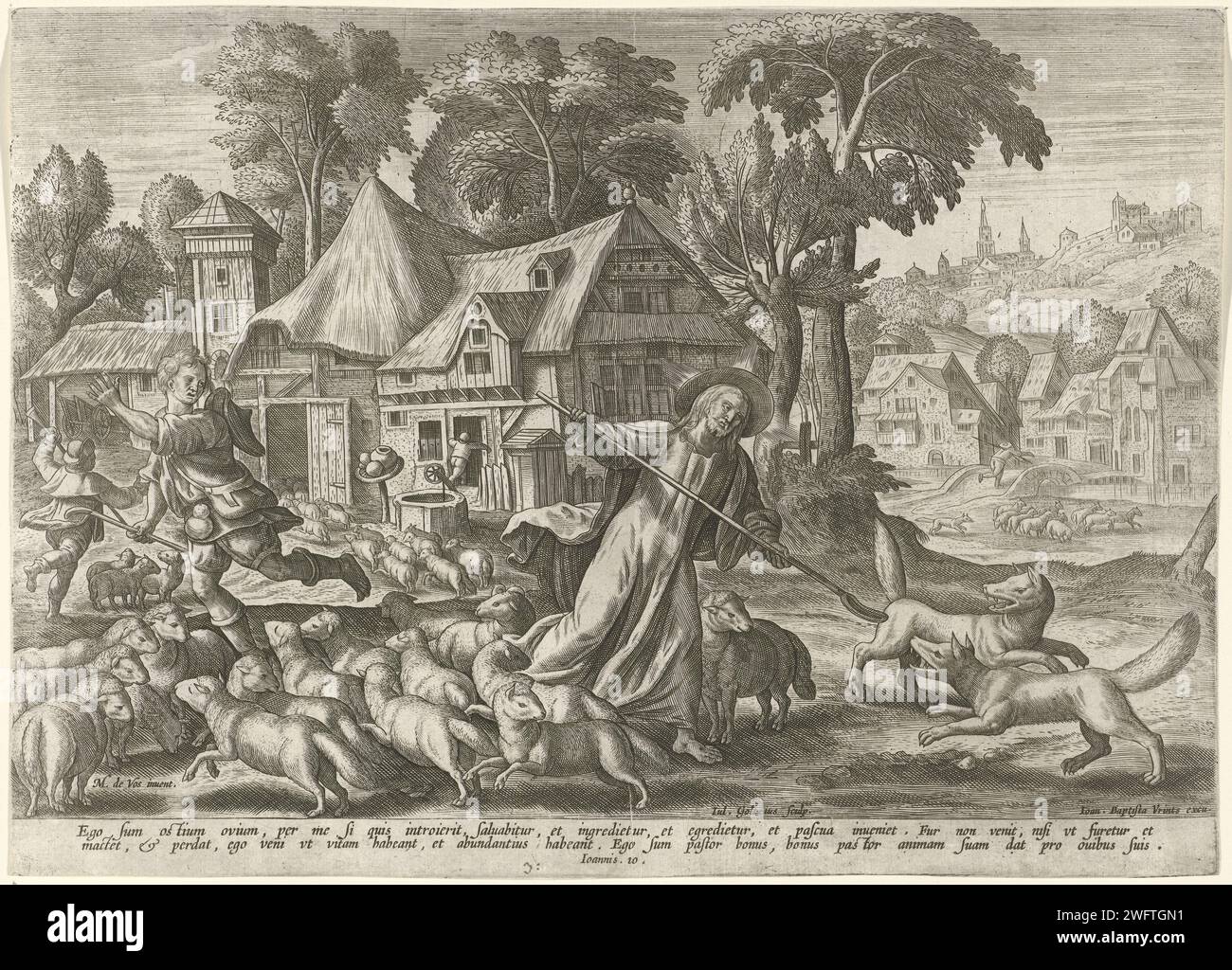 Christ as good shepherd, Julius Goltzius, After Maerten de Vos, c. 1560 ...