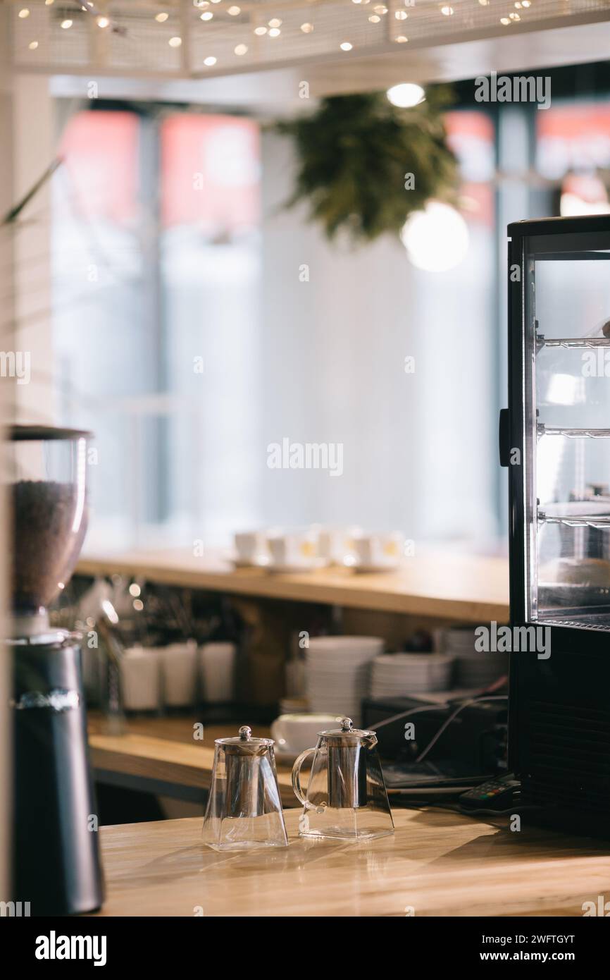 Empty Bar counter, barista workplace Stock Photo - Alamy