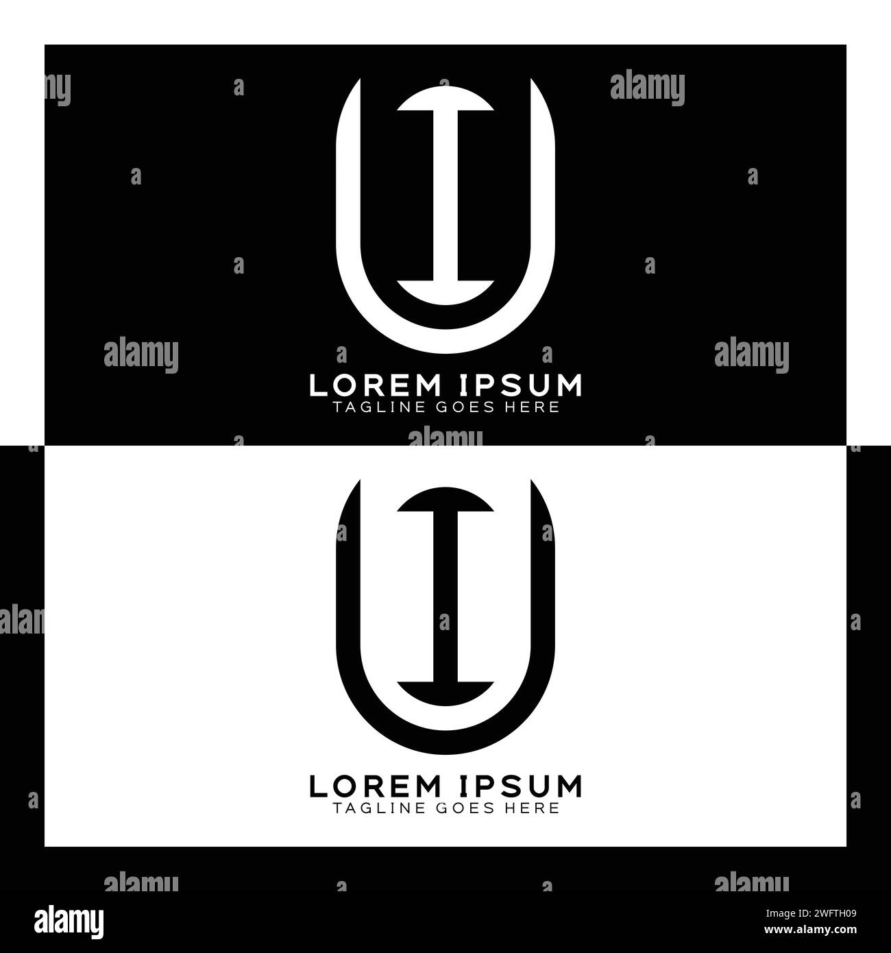 UI initial letter logo. Alphabet U and I pattern design monogram Stock ...