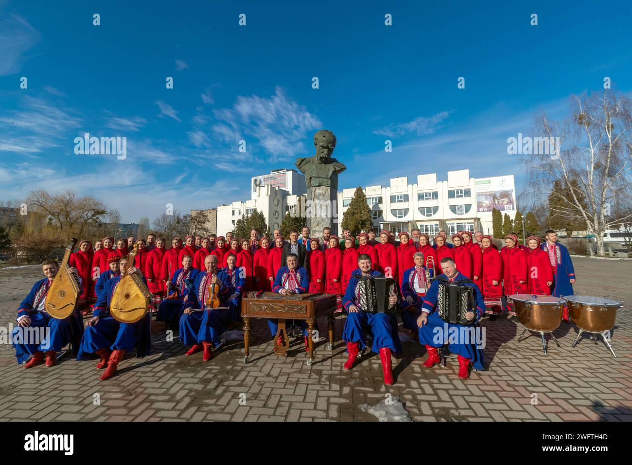 BORODIANKA, UKRAINE - JANUARY 31, 2024 - Members of the G. Veryovka ...