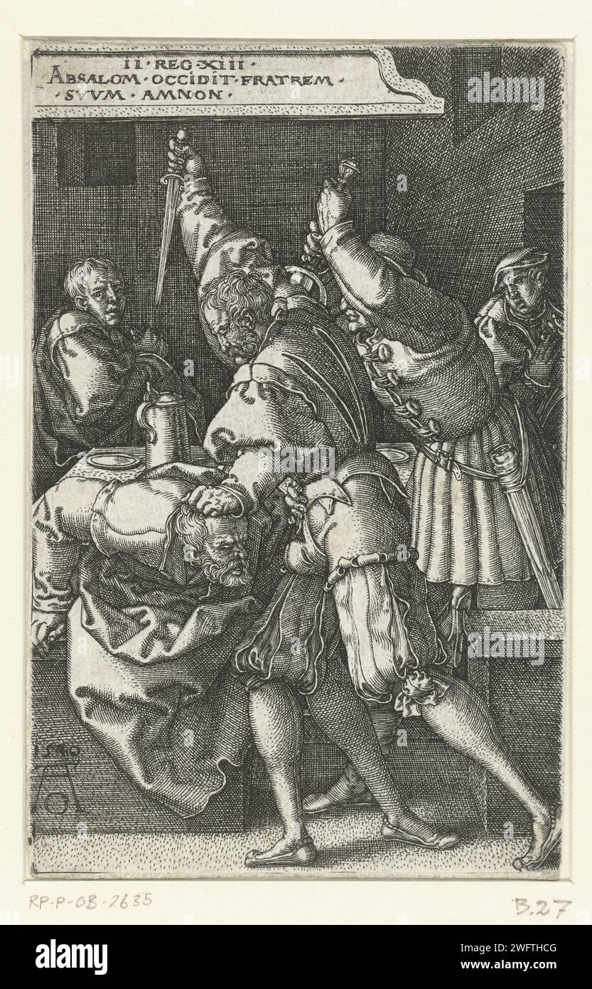 Absalom kills Amnon, Heinrich Aldegrever, 1540 print Absalom and his ...