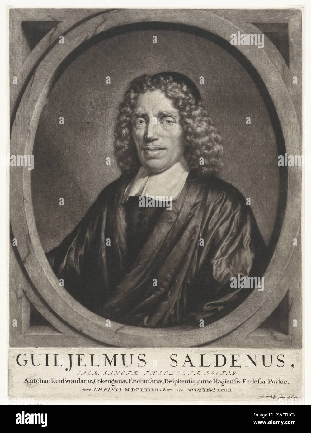 Portret van de Dichter en predikant Guiljelmus Saldenus, Jan Network (I ...