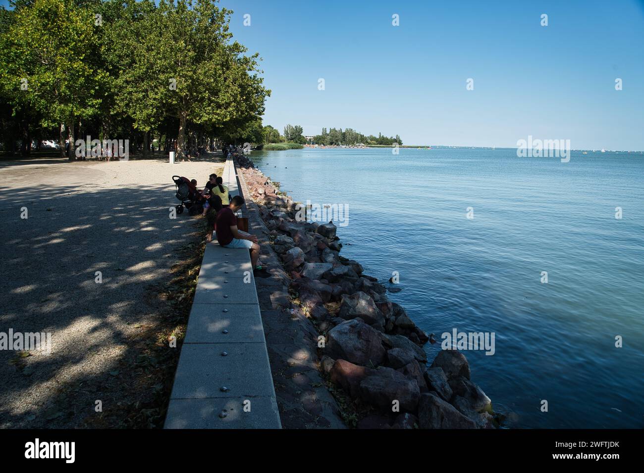 Panoramic view of Lake Balaton with sail boats and beautiful water in ...