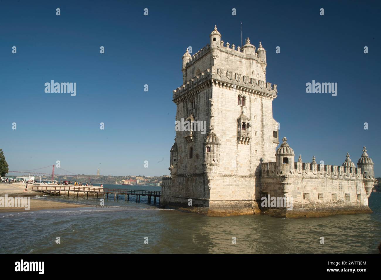 Belem Tower (Torre de Belem) is a fortified tower located at the mouth ...