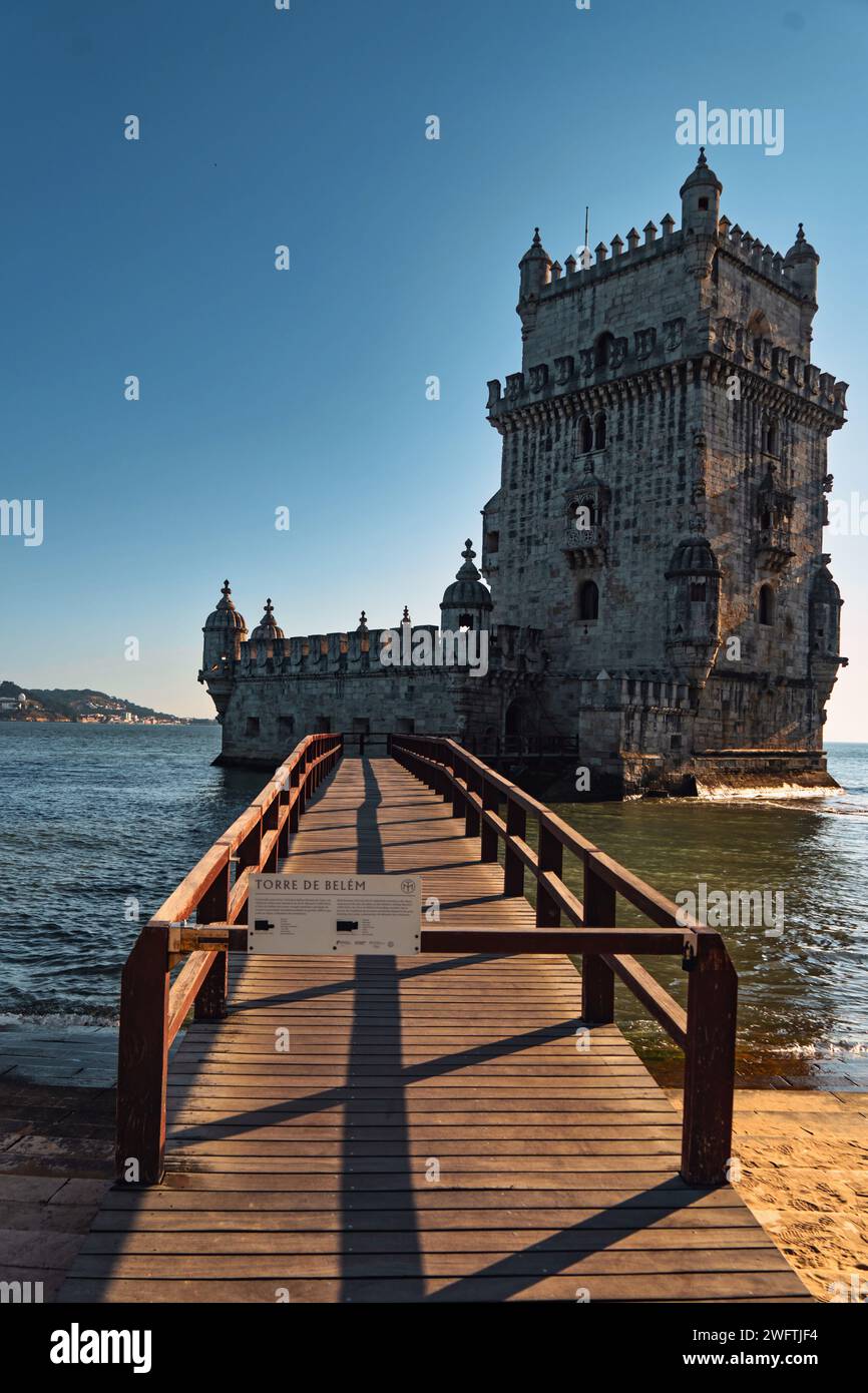 Belem Tower (Torre de Belem) is a fortified tower located at the mouth ...