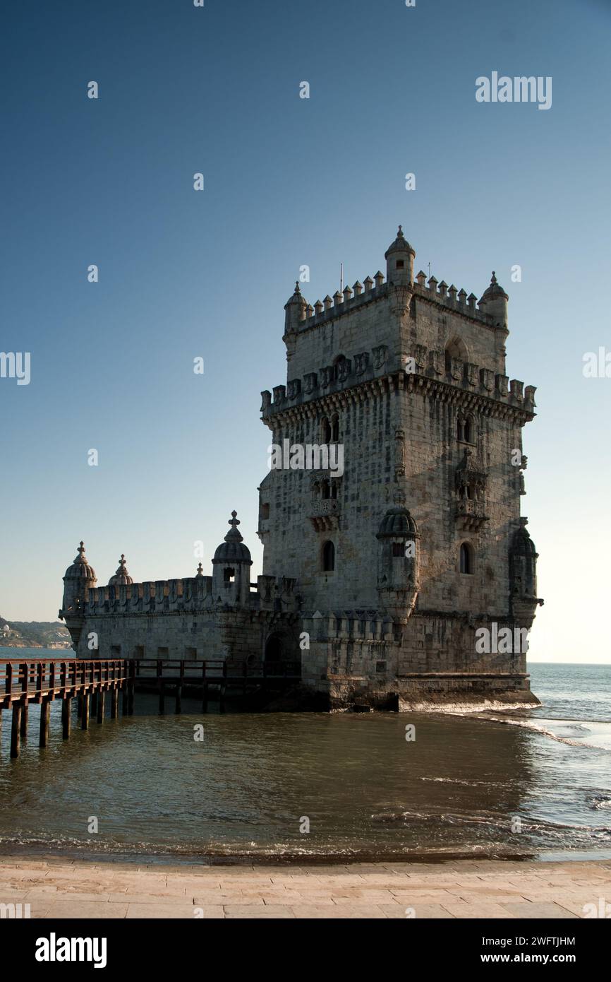 Belem Tower (Torre de Belem) is a fortified tower located at the mouth ...