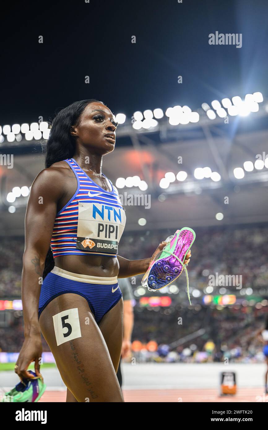 Ama Pipi participating in the 400 meters at the World Athletics ...