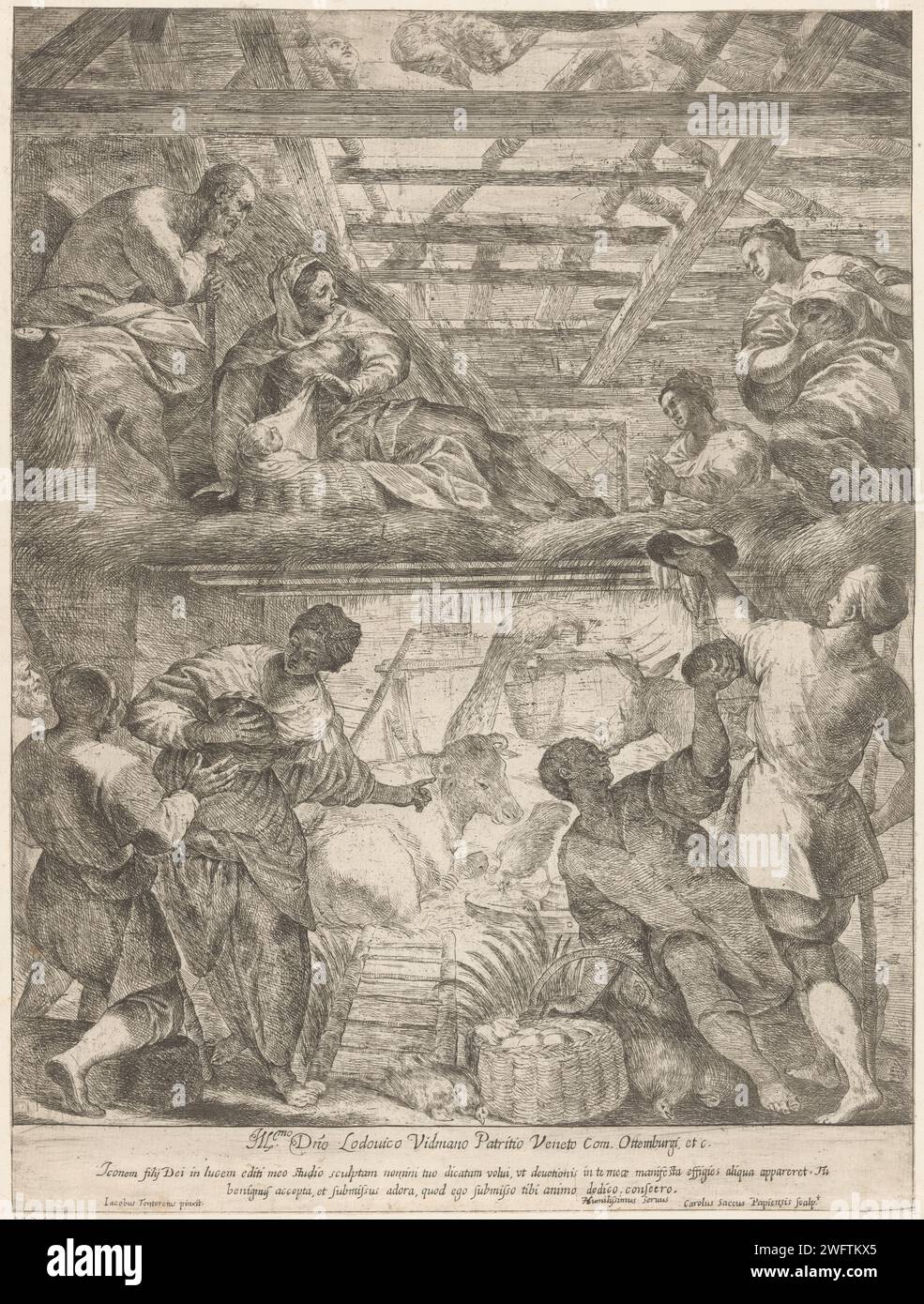 Adoration by De Herders, Carlo Sacchi, After Jacopo Tintoretto, 1626 ...