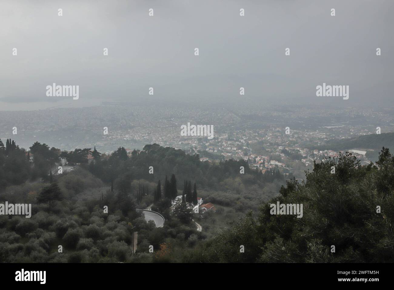General view of Volos town from Stagiates village in Pelion Stock Photo ...